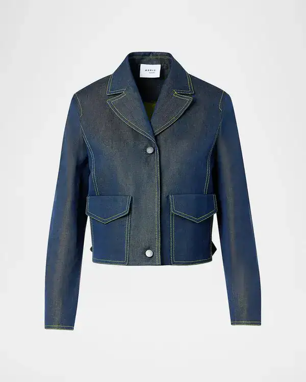Akris Boxy Denim Jacket - Dark Blue- | Editorialist